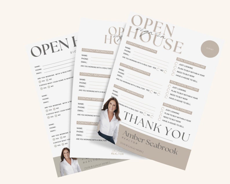 Open House Sign in Sheet, Editable Canva Template, Real Estate Open ...