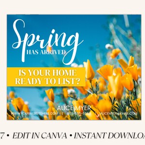 Real Estate Hello Spring Postcard, Realtor Spring Card, Realtor Farming ...