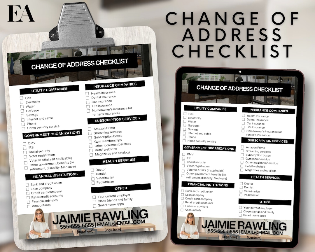 Real Estate Change of Address Checklist Template (canva Editable) - Etsy