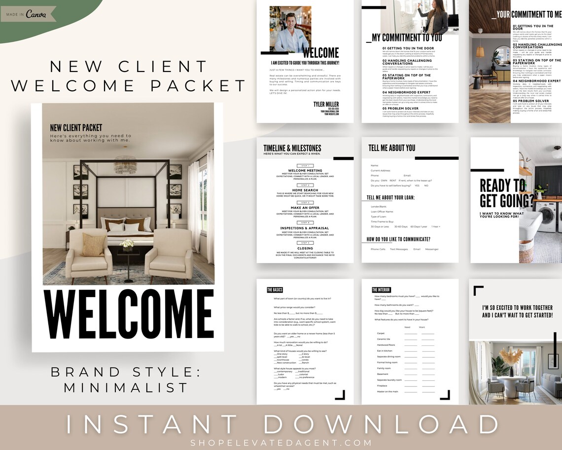 Real Estate New Client Packet real Estate Template Canva - Etsy