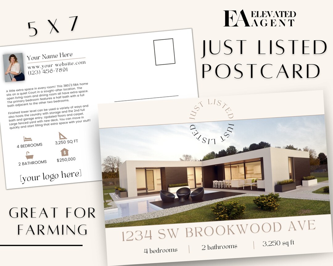 Just Listed Postcard Just Sold Postcard Realtor Postcard - Etsy