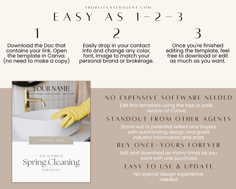 Real Estate Spring Cleaning Checklist, Real Estate Template, Realtor ...