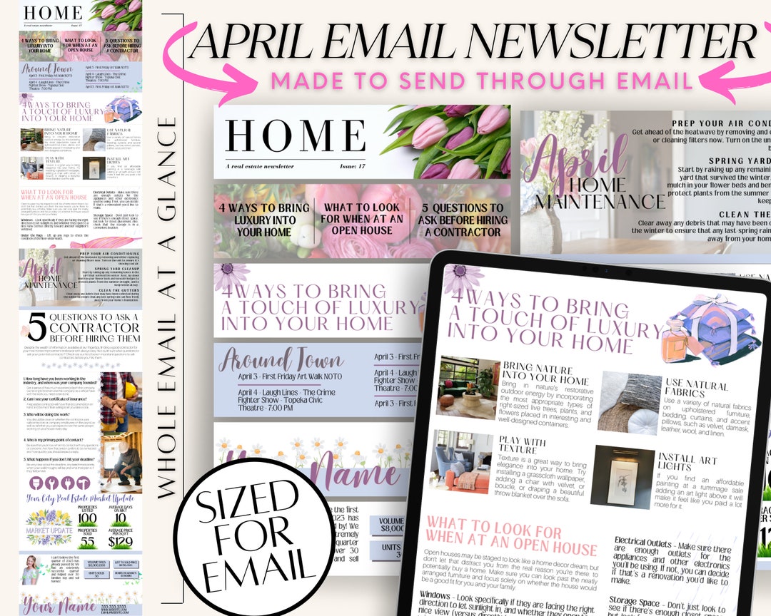 Real Estate Email Newsletter, April Newsletter, Spring Newsletter ...