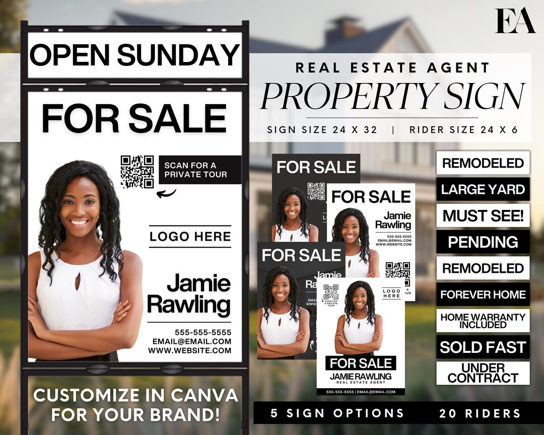 Real Estate Sign Template, for Sale Sign, Property Sign, Realtor Sold ...