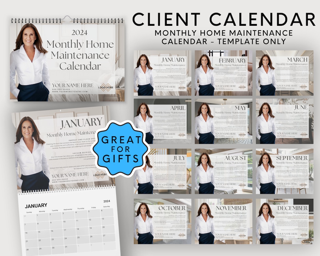 Monthly Home Maintenance Calendar New Client Packet Real Estate ...