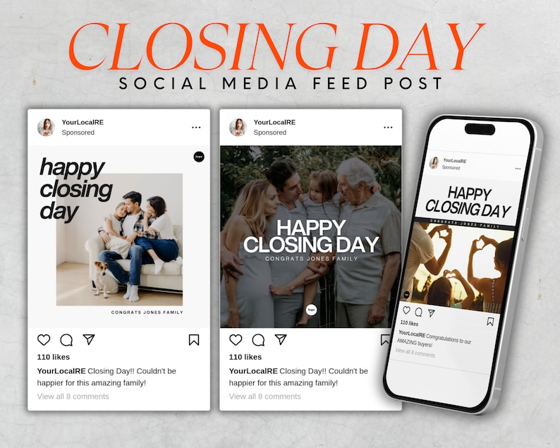 Real Estate Closing Day Feed Posts, Realtor Instagram, Real Estate ...
