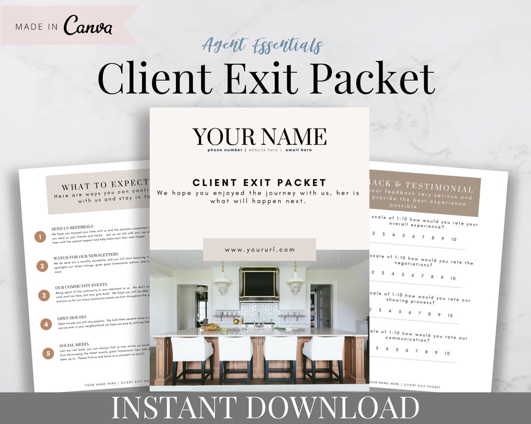 Real Estate Client Exit Packet Real Estate Closing Packet - Etsy