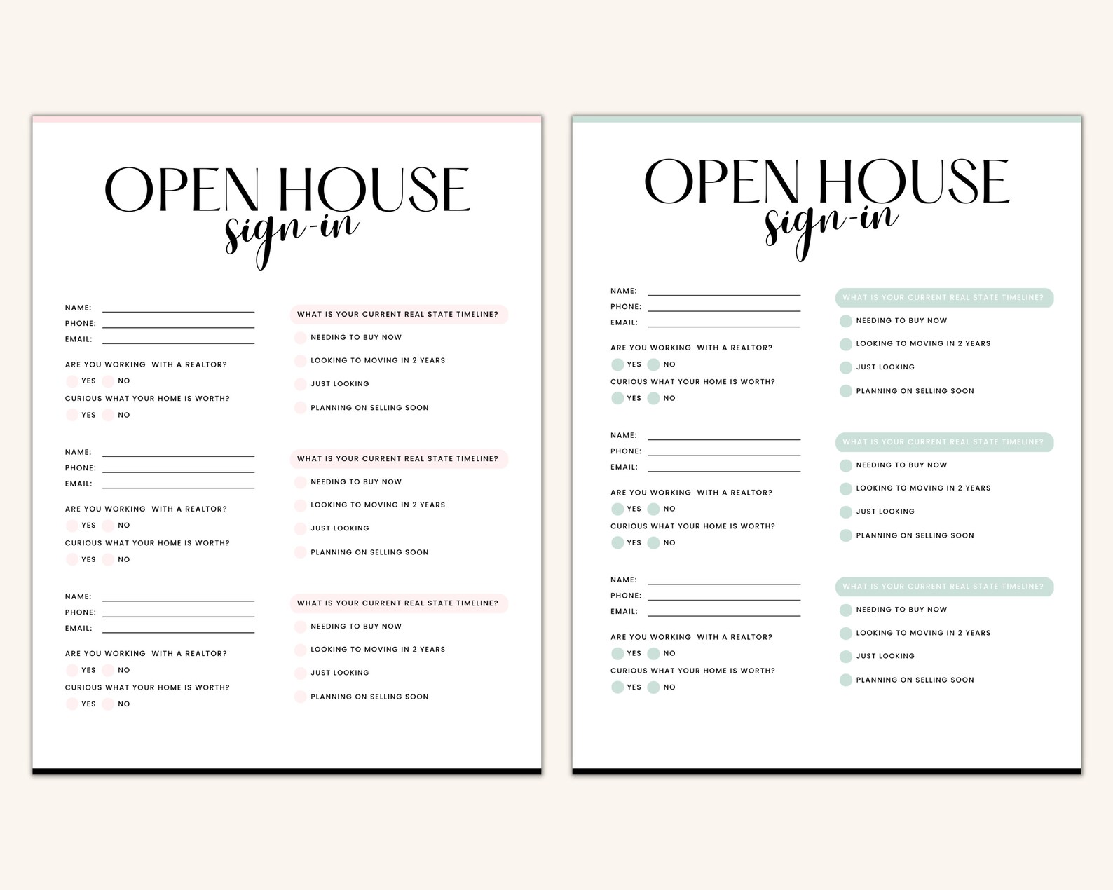 Editable Open House Sign in Sheet Realtor Open House Form - Etsy