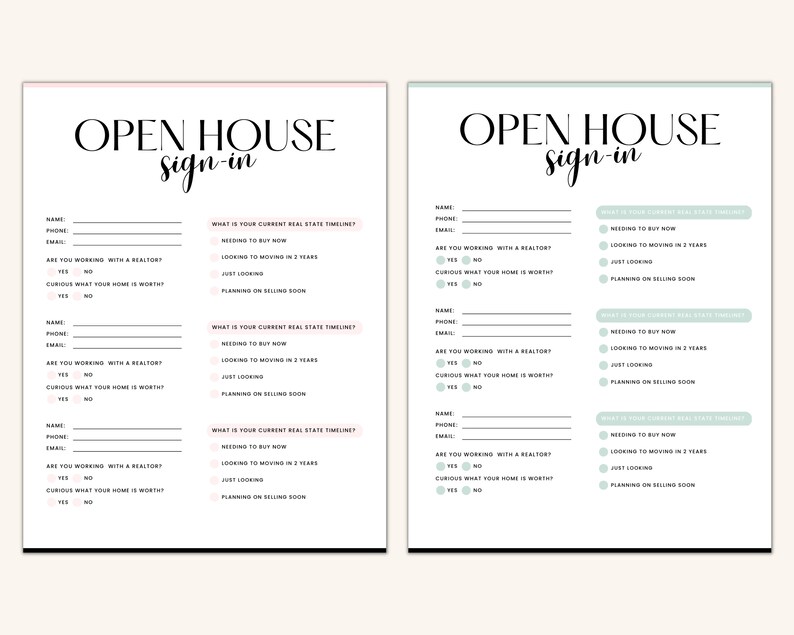 Editable Open House Sign in Sheet Realtor Open House Form - Etsy