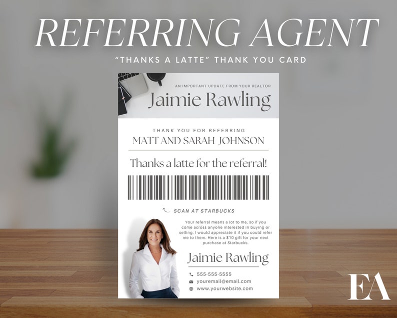Referral Agent Flat Card, Real Estate Template, Agent Referral Thank ...