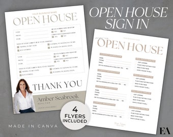 Open House Sign in Sheet, INSTANT DOWNLOAD, Editable Canva Template ...
