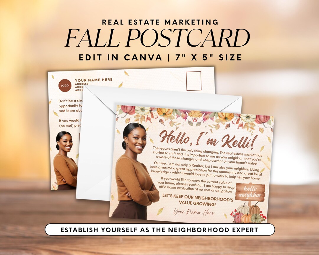 Real Estate Fall Postcard Template - Realtor Marketing - Etsy