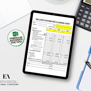 Home Seller Closing Cost Spreadsheet Real Estate Excel Spreadsheet ...