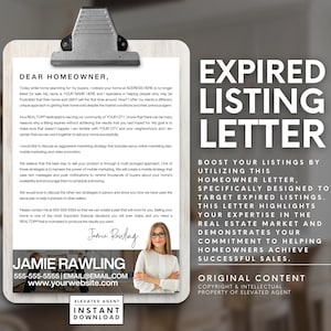 Expired Listing Letter, Real Estate Expired Letter, Listing Presentation, Realtor Marketing ...