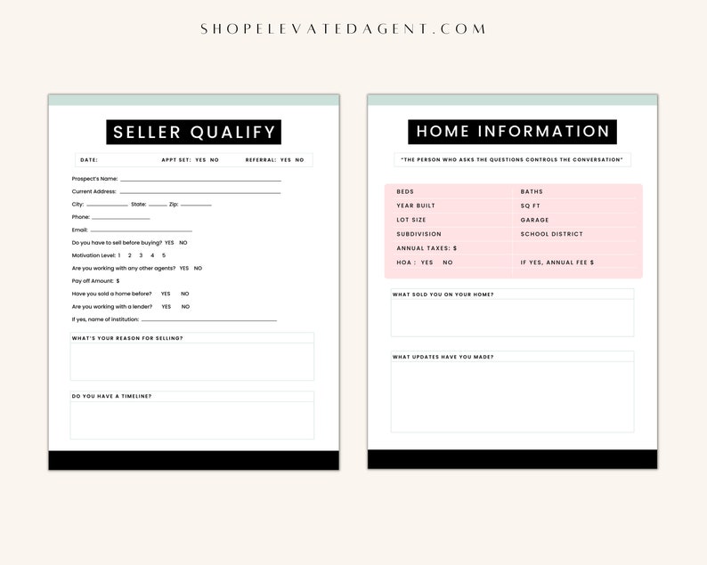 Seller Questionnaire Real Estate Template Real Estate - Etsy