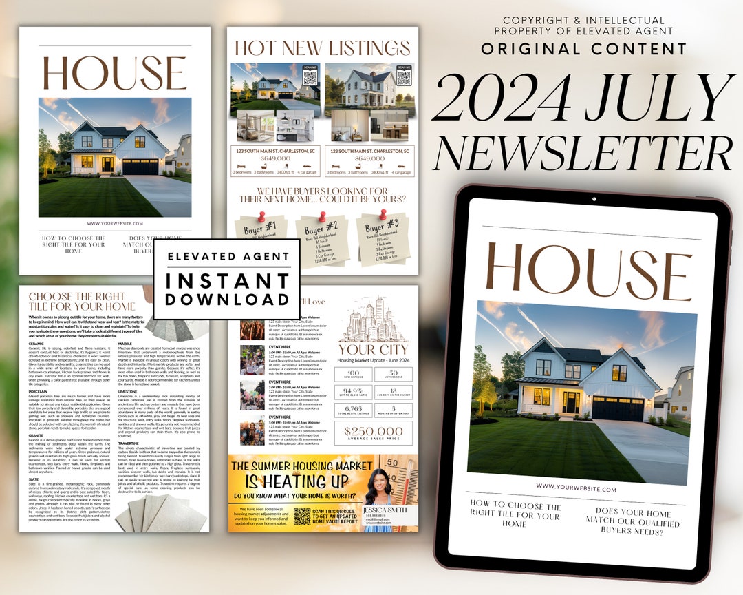 Real Estate Newsletter, July Newsletter, Real Estate Marketing ...