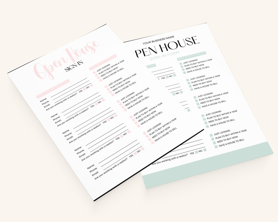 Editable Open House Sign in Sheet, Realtor Open House Form, Real Estate ...