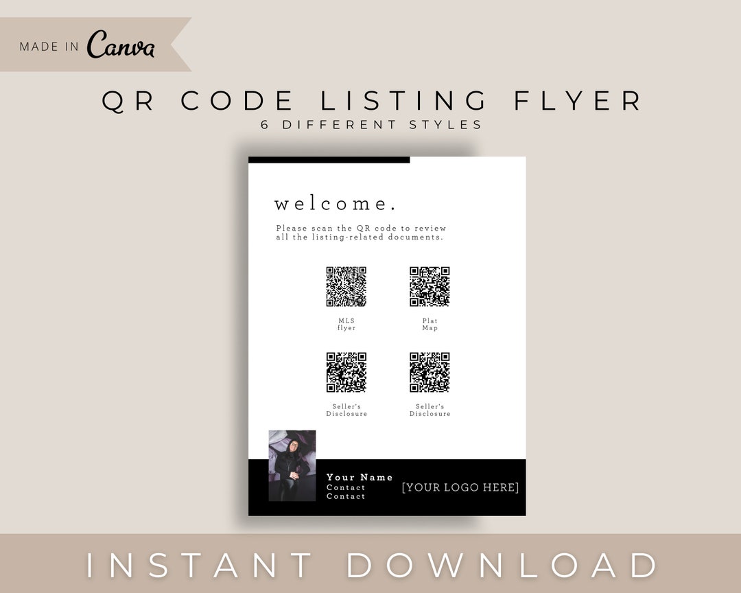 Real Estate QR Code Listing Flyer, Open House QR Code, Real Estate ...