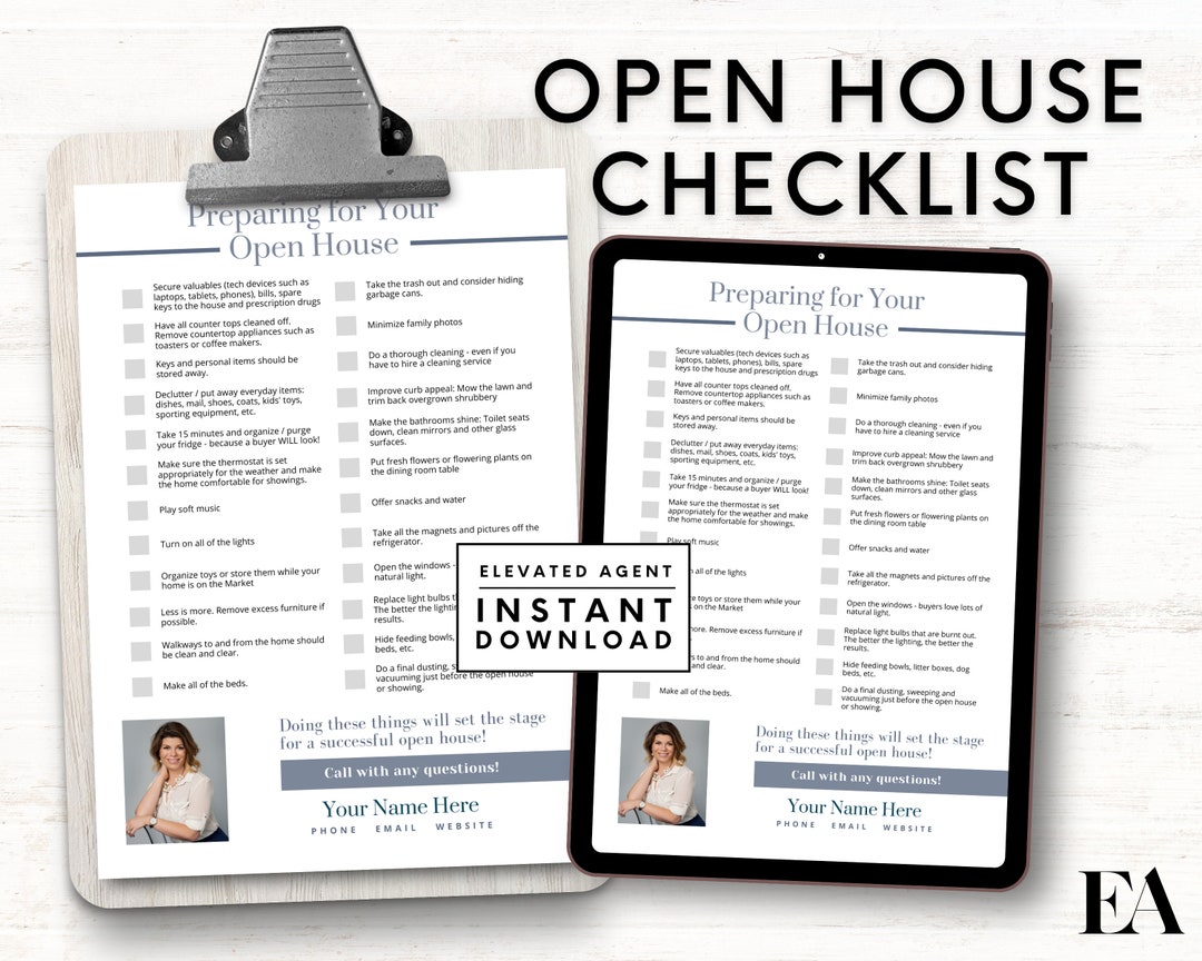 Open House Checklist Real Estate Marketing Open House Flyer Real Estate ...