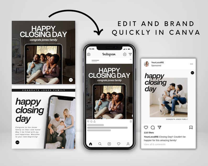 Real Estate Closing Day Feed Posts, Realtor Instagram, Real Estate ...