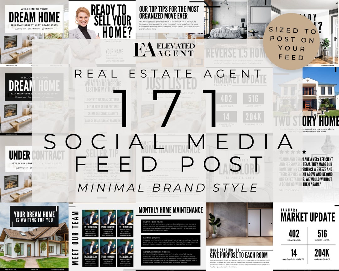 Real Estate Social Media Template, Realtor Marketing, Instagram Posts ...