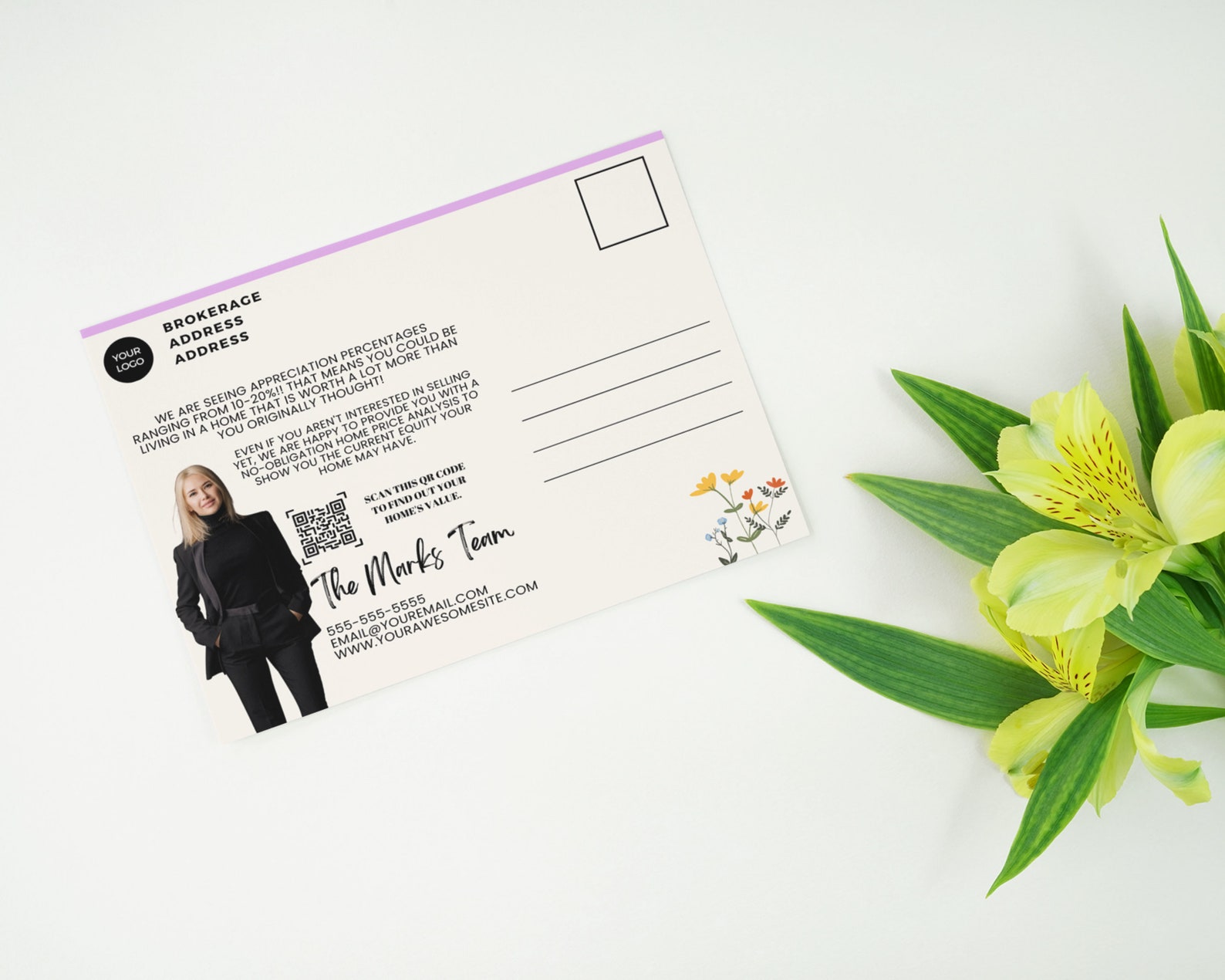 Real Estate Hello Spring Postcard, Realtor Marketing Template (instant ...