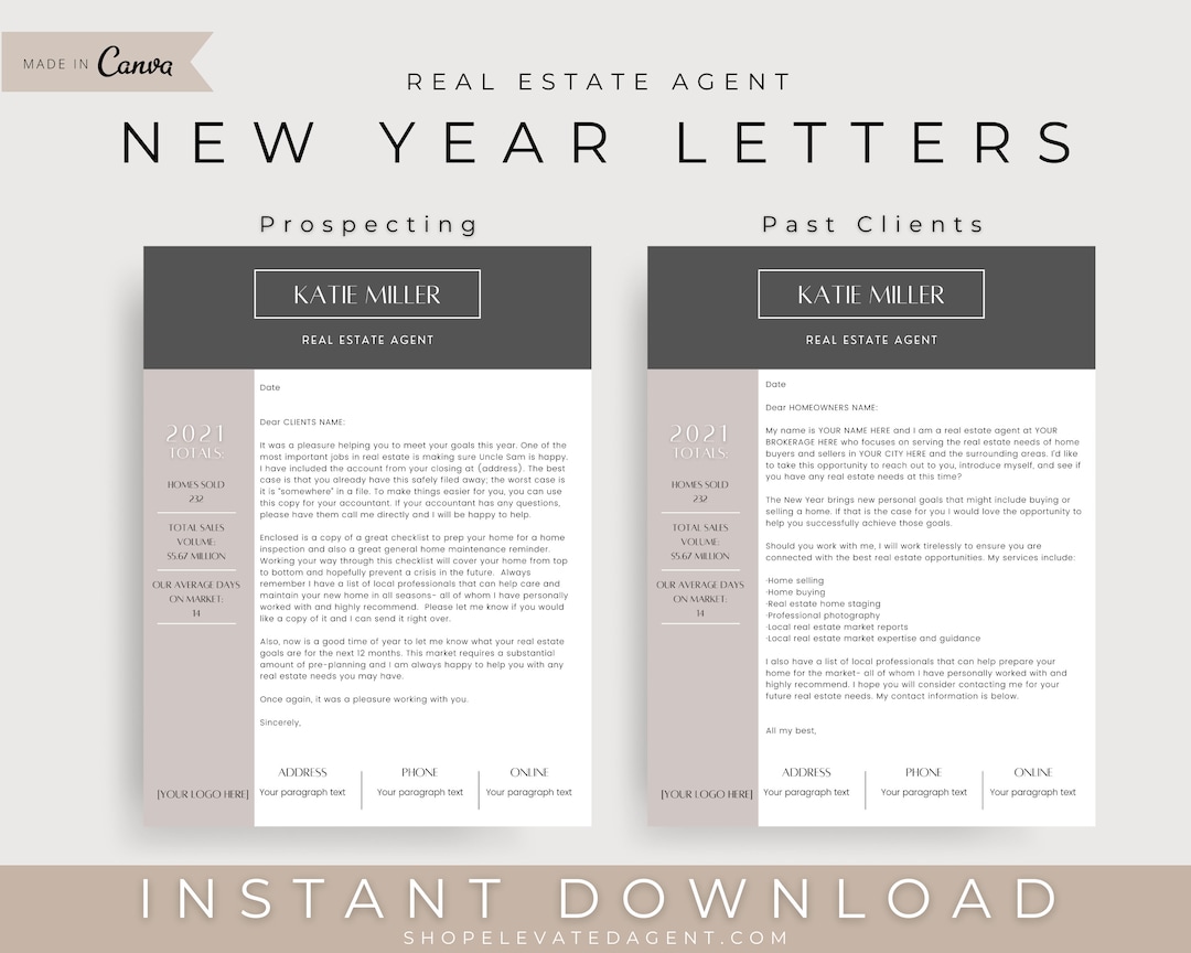 Real Estate Letter, New Year Letter, Seller Prospecting Letter, Real ...