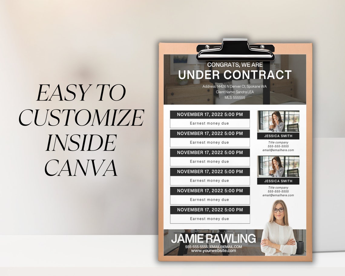 Real Estate Transaction Summary Flyer, Under Contract Timeline, Realtor ...