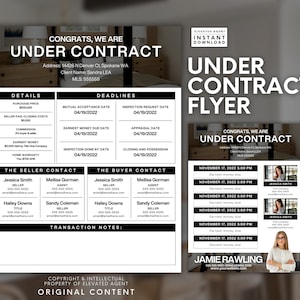 Real Estate Transaction Summary Flyer, Under Contract Timeline, Realtor ...