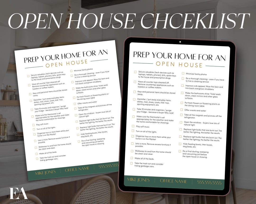 Open House Checklist, Real Estate Template, Open House Template ...
