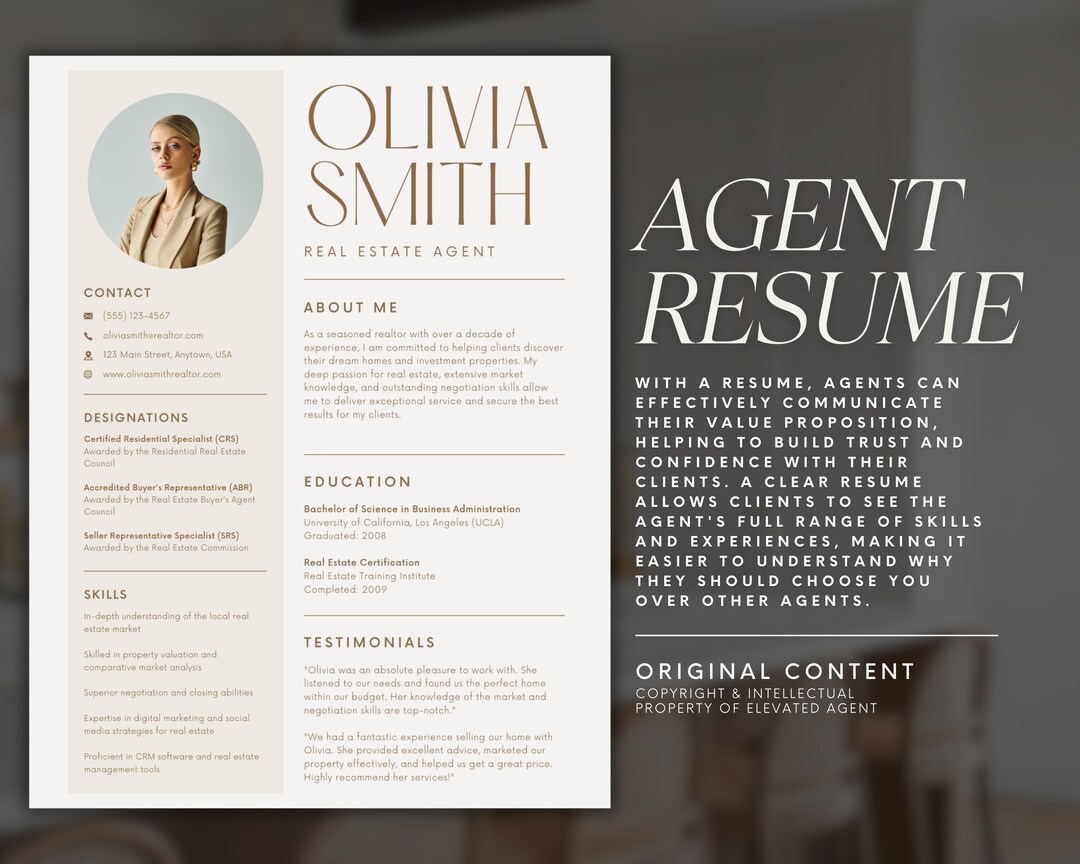 Real Estate Agent Resume, Realtor Marketing, Real Estate Template ...