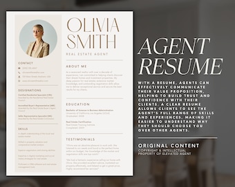 CV Template, Editable Resume, Professional Resume Design, Real Estate ...