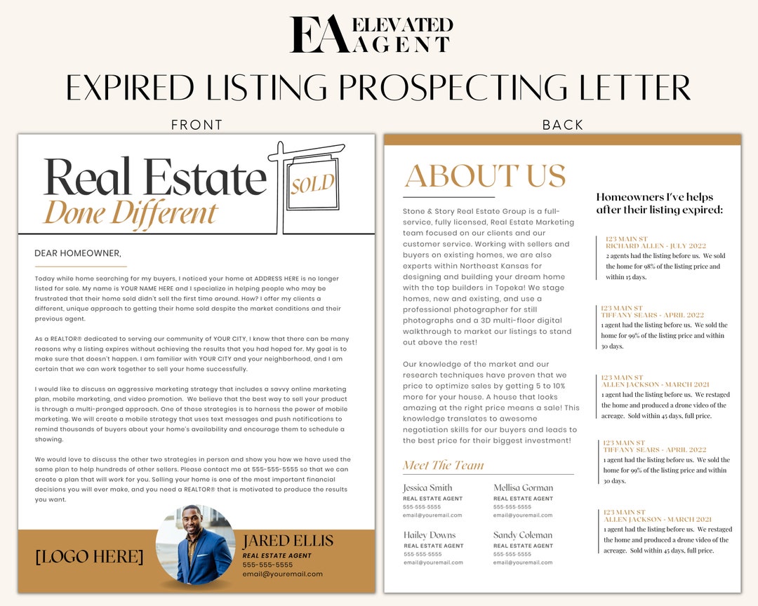 Expired Listing Letter Template, Real Estate Marketing (canva Editable ...