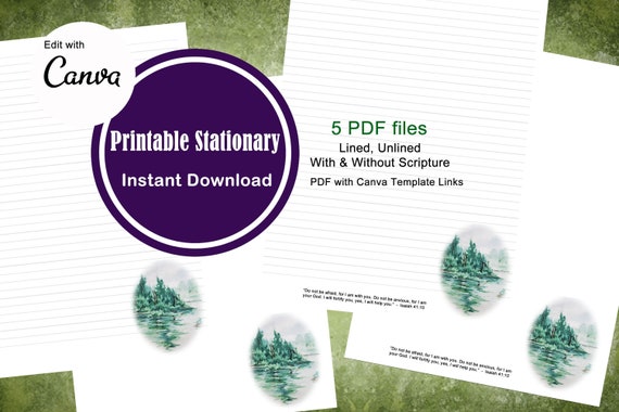 Printable Letter Writing Stationery Paper Watercolor Misty | Etsy