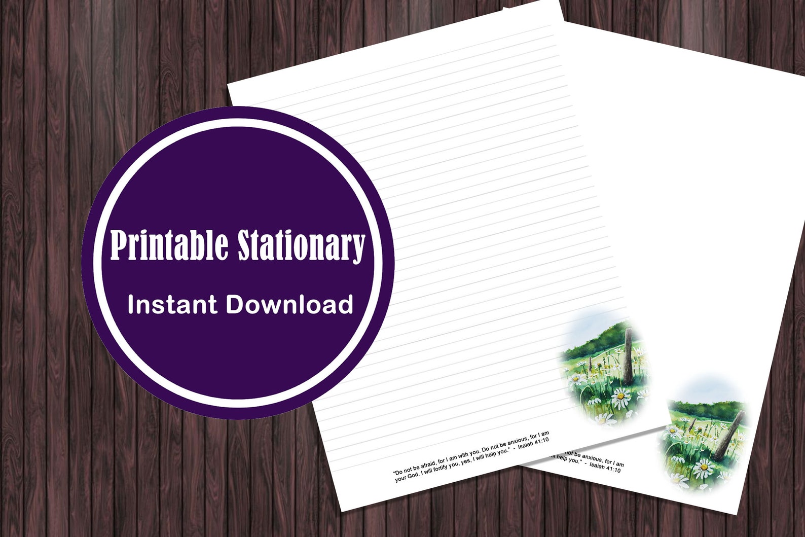 Printable Letter Writing Stationery Watercolor Daisies | Printable ...