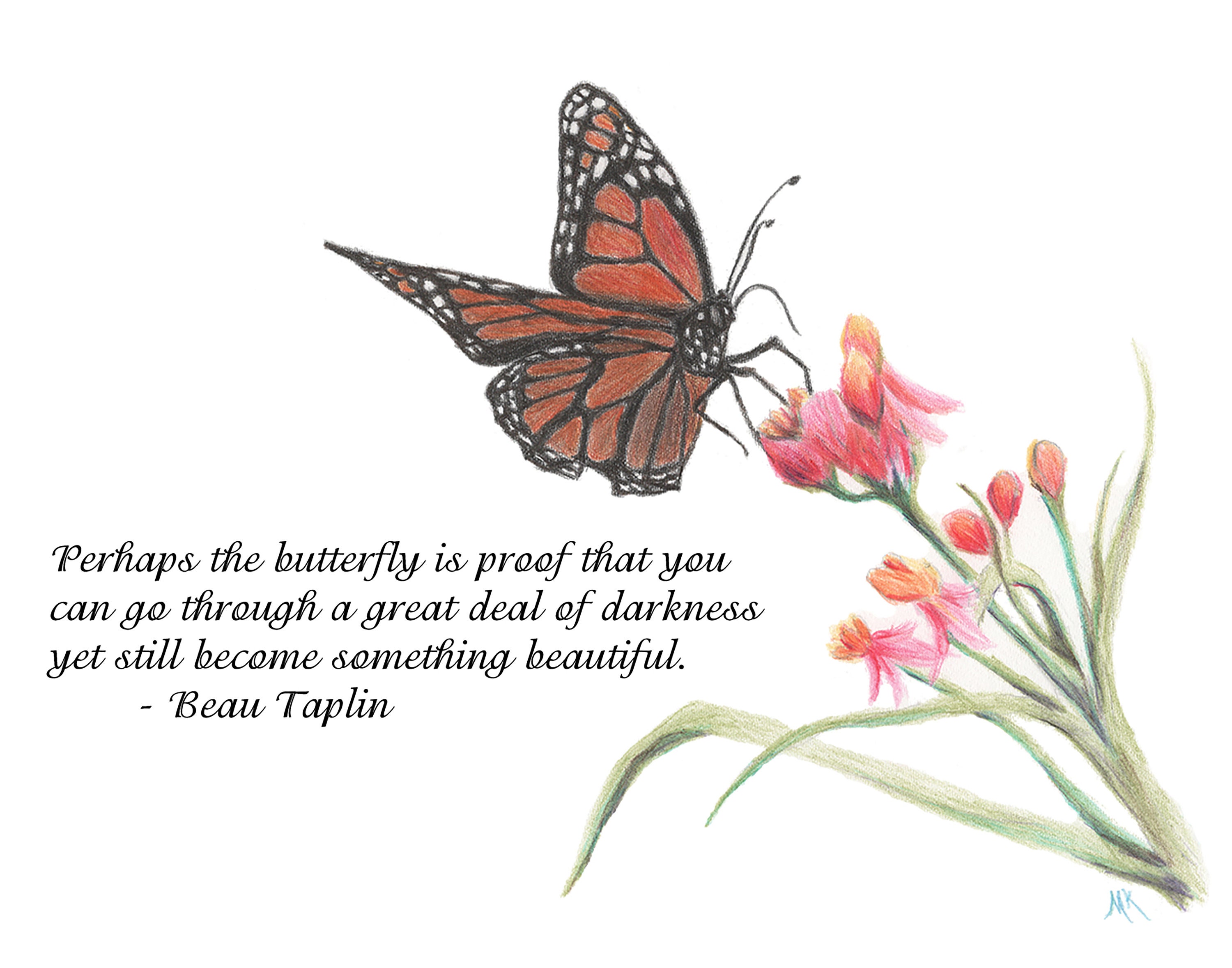 Butterfly Transformation, Inspirational Printable Colored Pencil ...