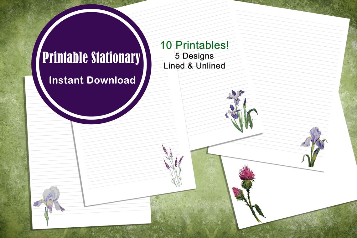 Printable Letter Writing Stationery Bundle Paper With Watercolor ...