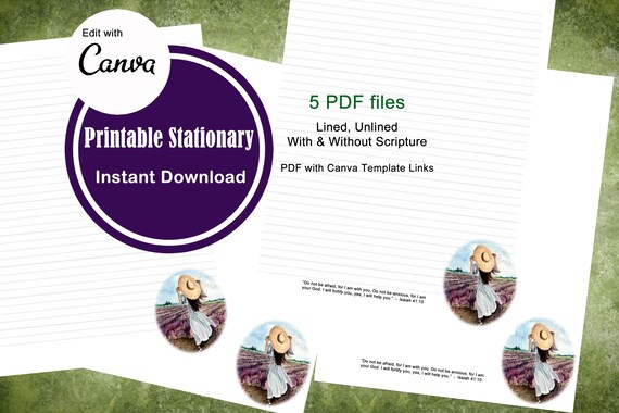 Printable Letter Writing Stationery Watercolor Girl in | Etsy