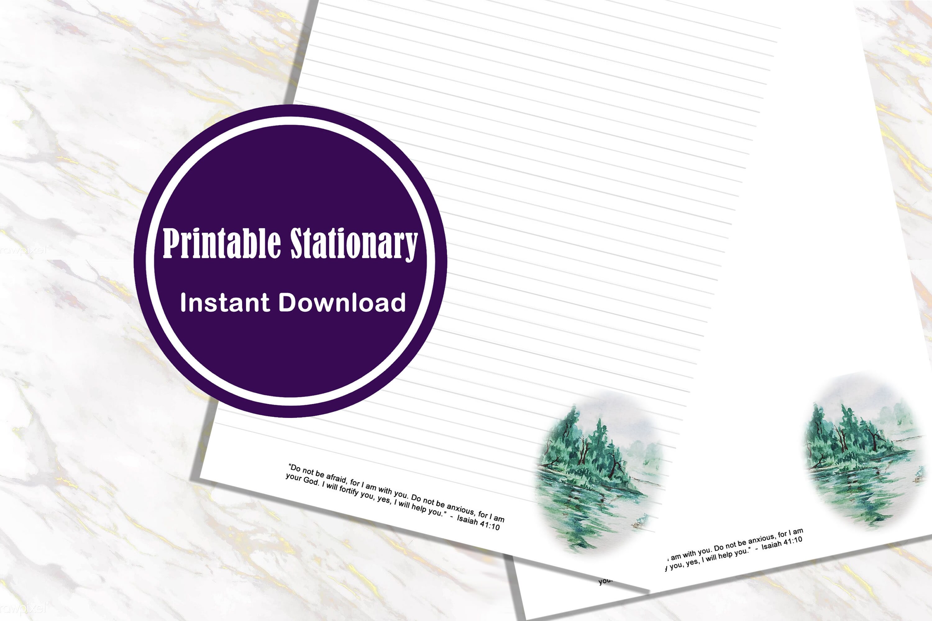 Printable Letter Writing Stationery Paper | Watercolor Nature ...