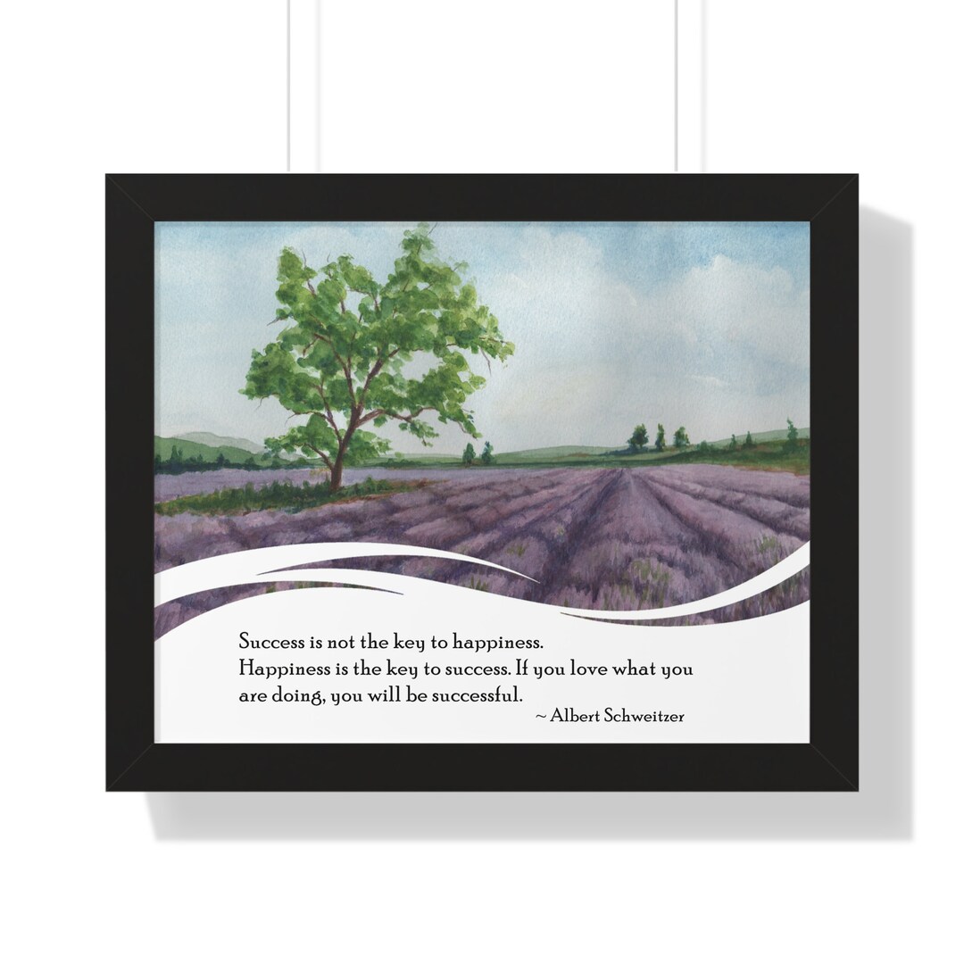 Inspirational Framed Watercolor Lavender Field Wall Art Print, Positive ...
