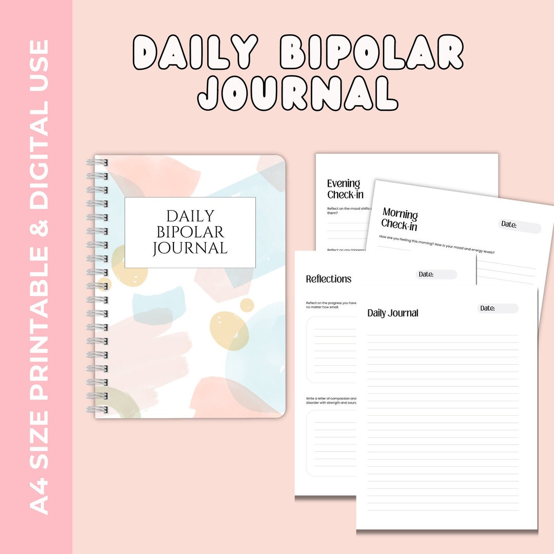 Daily Bipolar Journal Printable & Digital Mood Tracker Mental Health ...