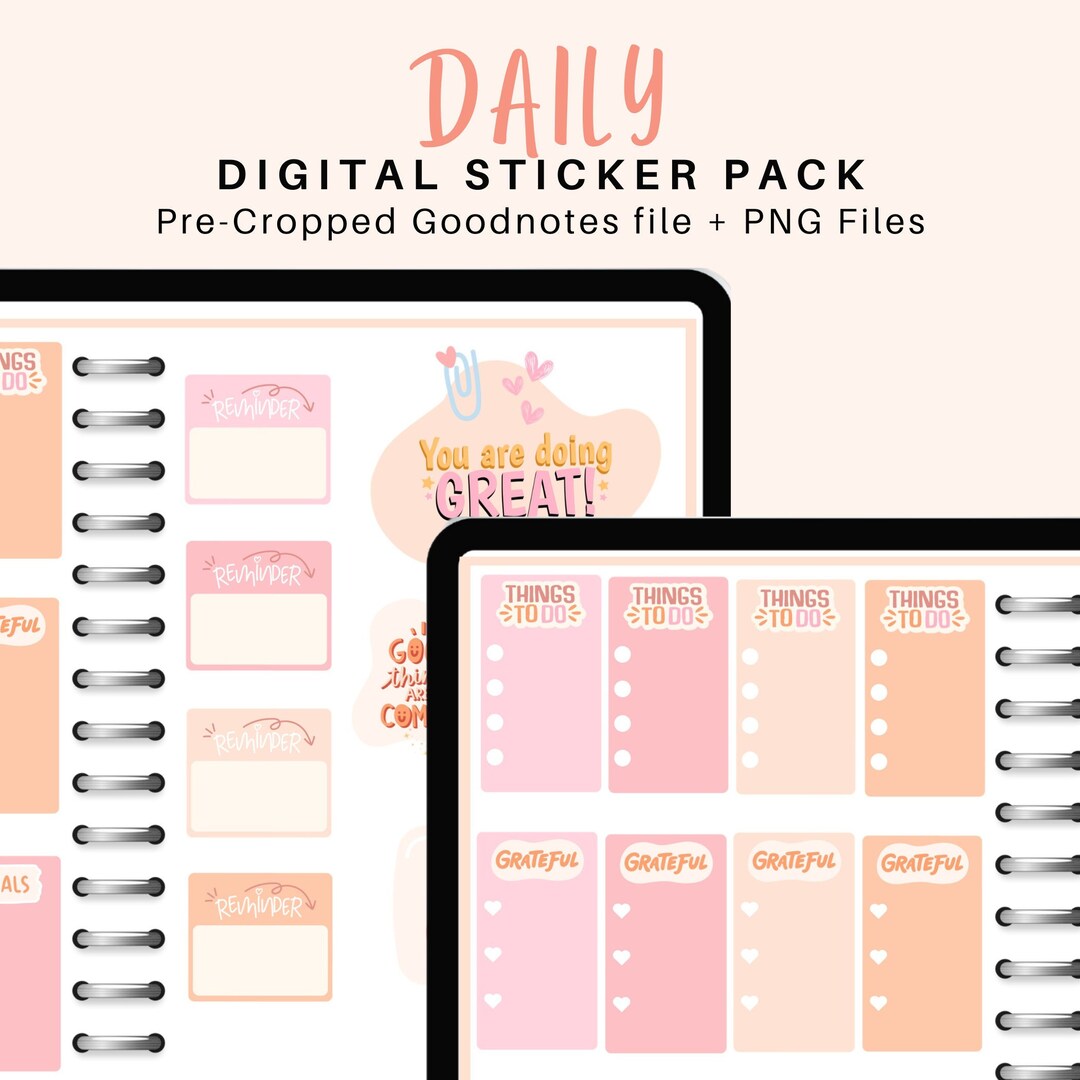 Daily Digital Sticker Pack, Goodnotes, PNG Images, Digital Planning ...