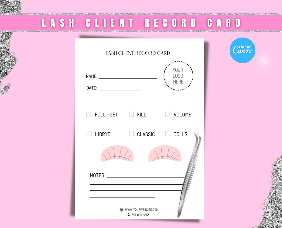 DIY Lash Client Record Card Forms for Estheticians Lash - Etsy