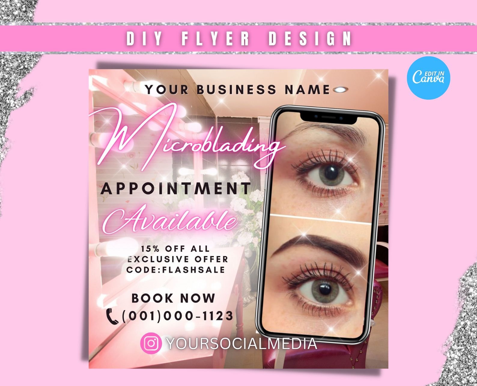 Microblading Appointment Brow Lamination Flyer PMU Flyer - Etsy