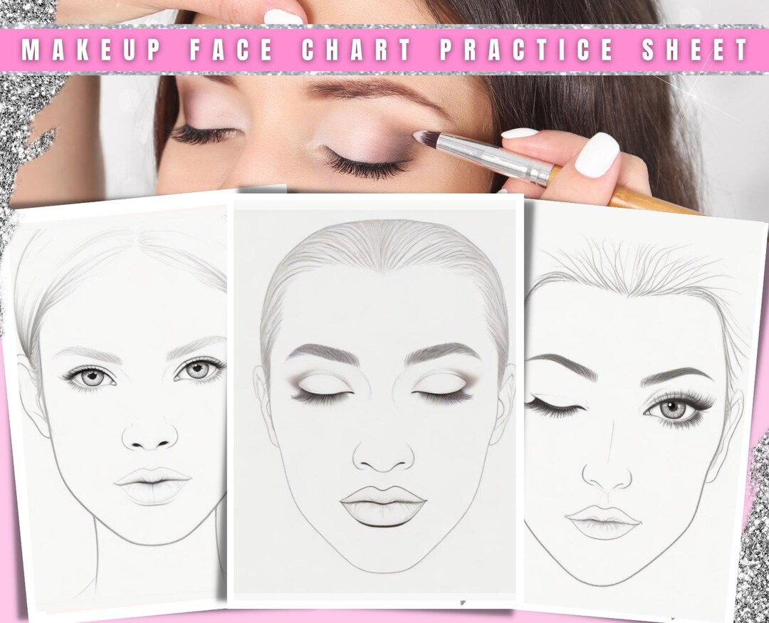 Makeup Artist Face Chart, Makeup Practice Sheet, Microblading Practice ...