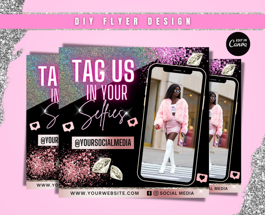 DIY Tag Us in Your Selfie Template Social Media Flyer - Etsy