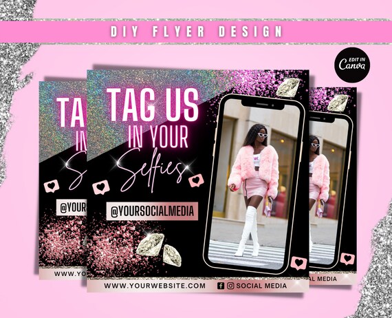 DIY Tag Us in Your Selfie Template Social Media Flyer - Etsy