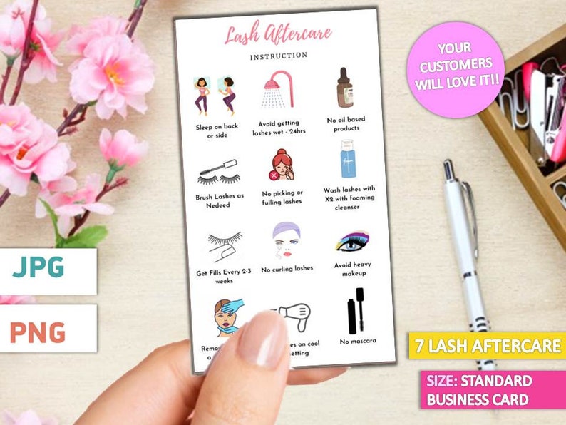 Lash Aftercare Card Lash Extensions Cards After Care Card - Etsy