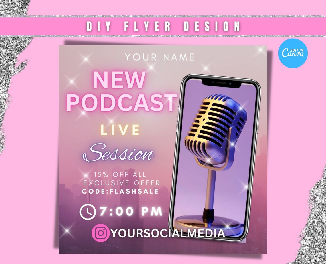 Podcast Flyer Event Flyer Female Entrepreneur Template - Etsy