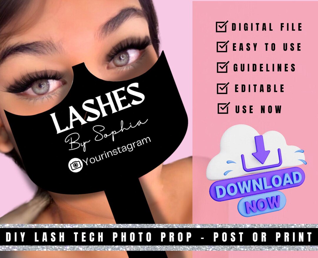 Lash Tech Photo Prop, Lash Sign, Lash Tech Logo Face Paddle, Lash Tech ...